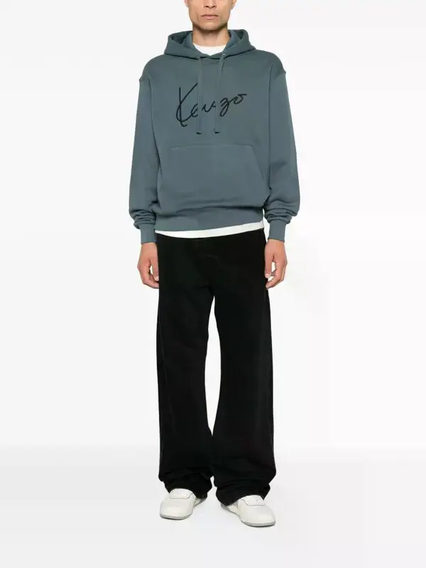Kenzo Logo-embroidered Hoodie - Blue