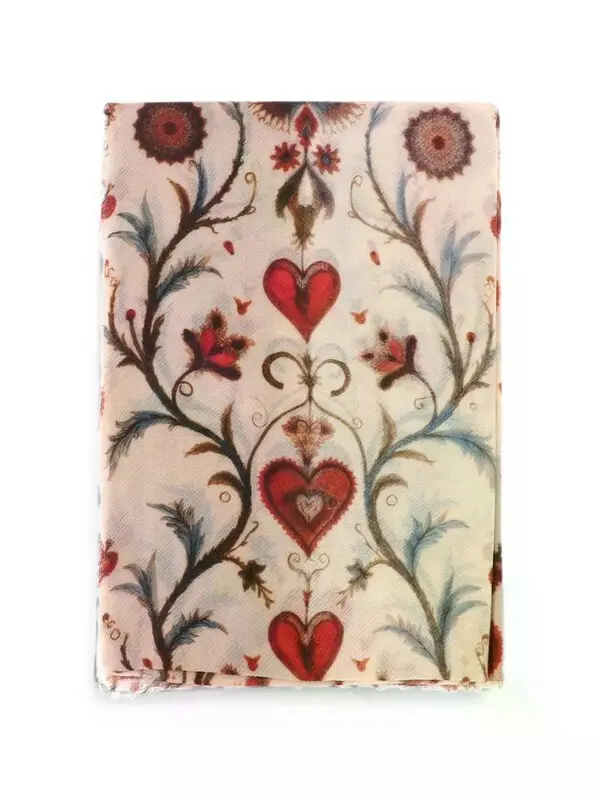 Faliero Sarti Heart-print Fringed Scarf - Neutrals