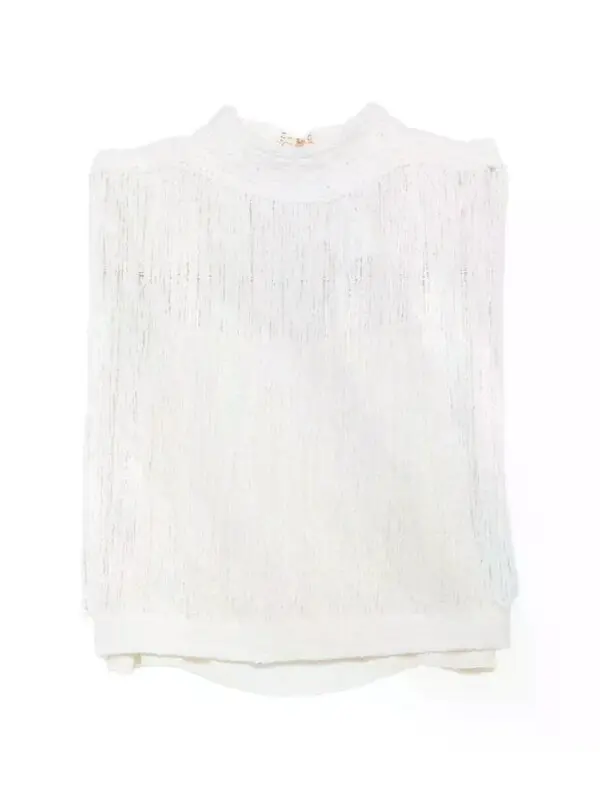 Fabiana Filippi Fringe Detail Halterneck Top - Neutrals