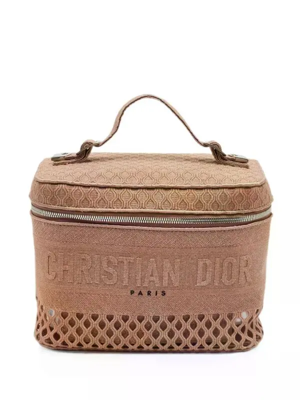 Dior Diortravel Embroidered Makeup Bag - Brown
