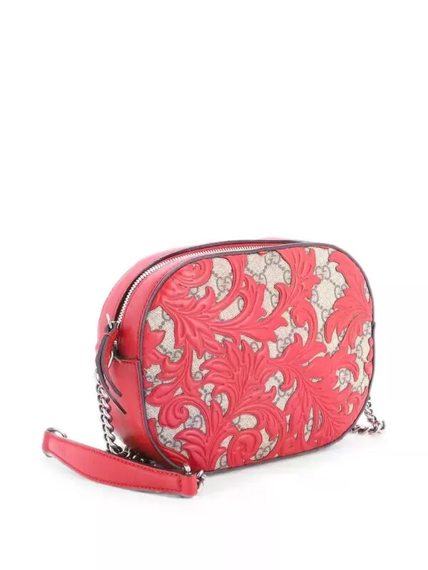 Gucci Chain Arabesque Gg Coated Canvas With Leather Mini Crossbody Bag