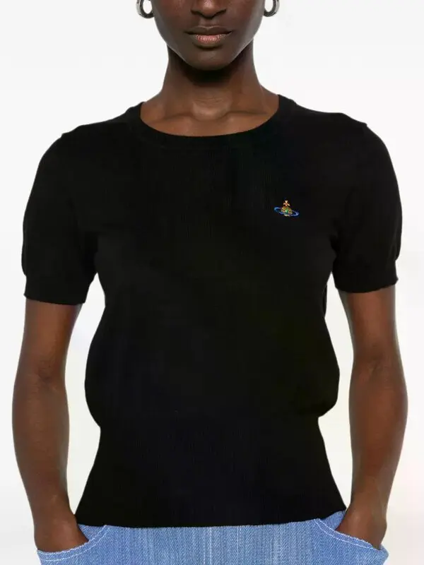 VIVIENNE WESTWOOD Bea Orb Embroidered Short Sleeve Top