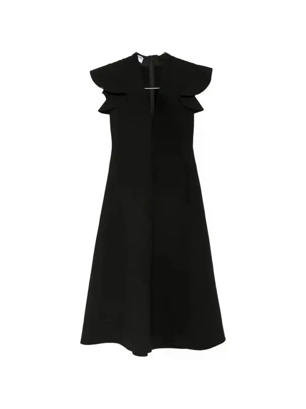 Moschino Ruffled-sleeve V-neck Midi Dress