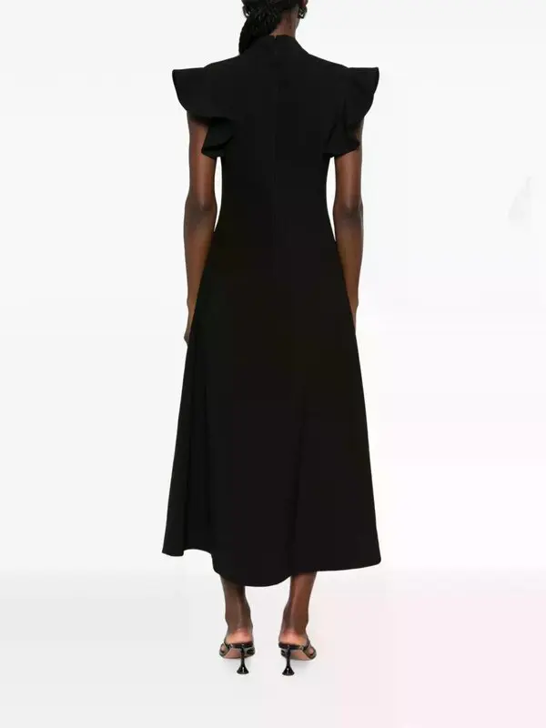 Moschino V-neck Midi Dress With Ruffled Sleeves