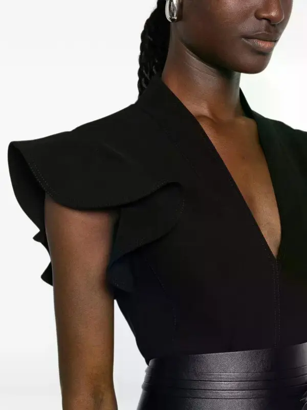 Moschino V-neck Midi Dress With Ruffled Sleeves