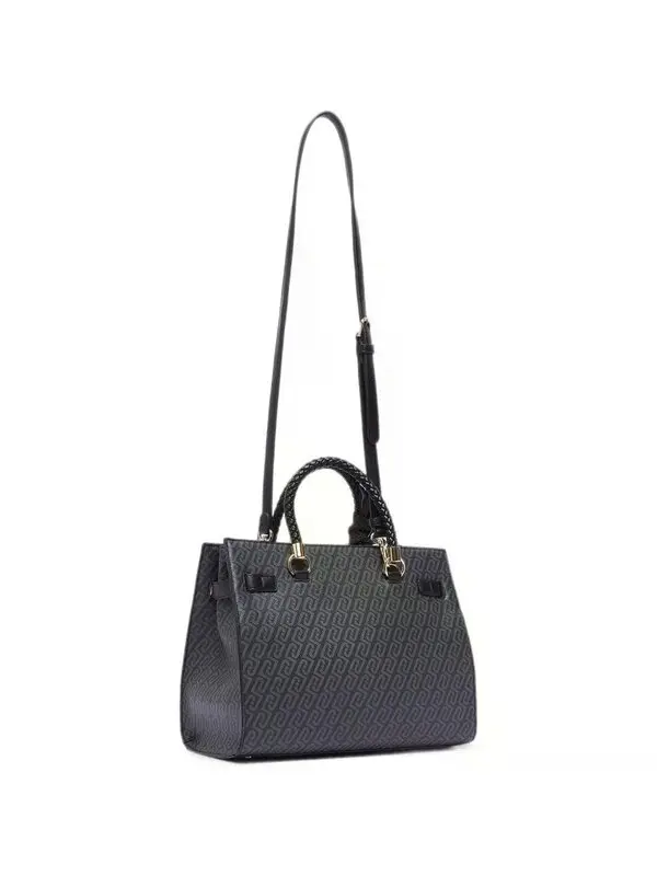 Liu Jo Monogram Satchel Bag With Scarf Detail - Black