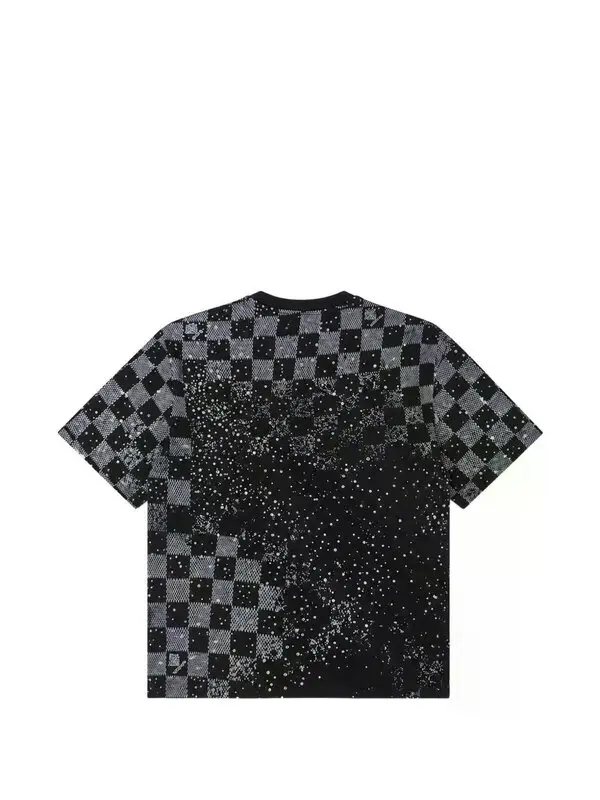 GUAPI Checkerboard-pattern Rhinestone-embellished T-shirt