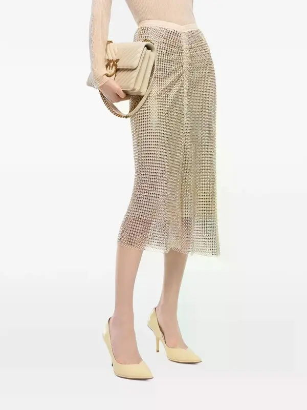 Pinko Crystal Embellished Ruched Midi Skirt