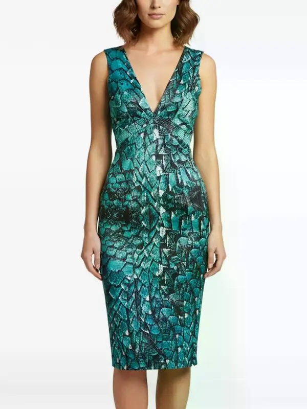 Just Cavalli Python-print V-neck Midi Dress
