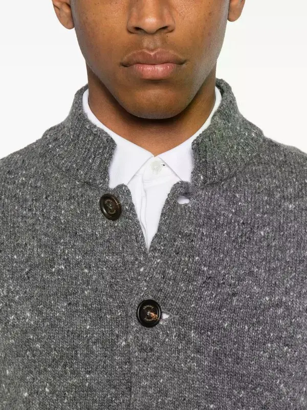 Eleventy Flecked-knit Button-up Cardigan