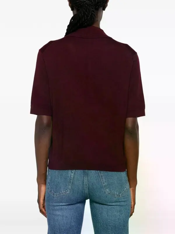 Maje Short Sleeve Fine-knit Polo Top