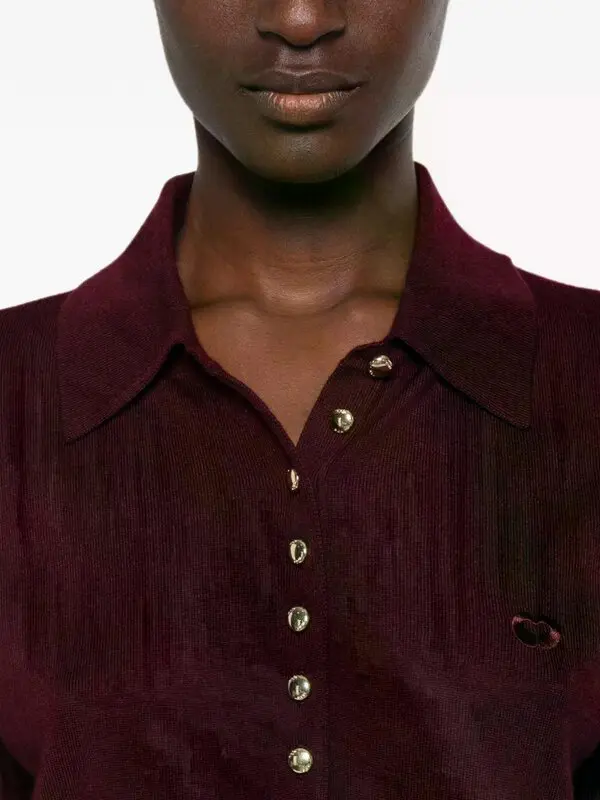 Maje Short Sleeve Fine-knit Polo Top