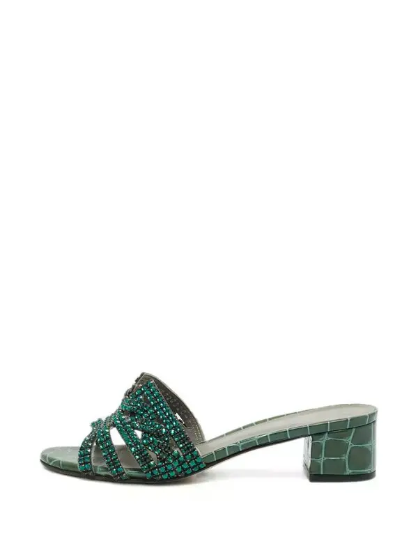 GINA Rodeo Croc-embossed Leather Sandals