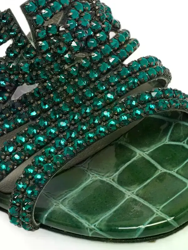 GINA Rodeo Croc-embossed Leather Sandals