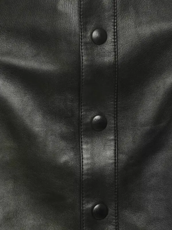 Saint Laurent Button-up Leather Skirt