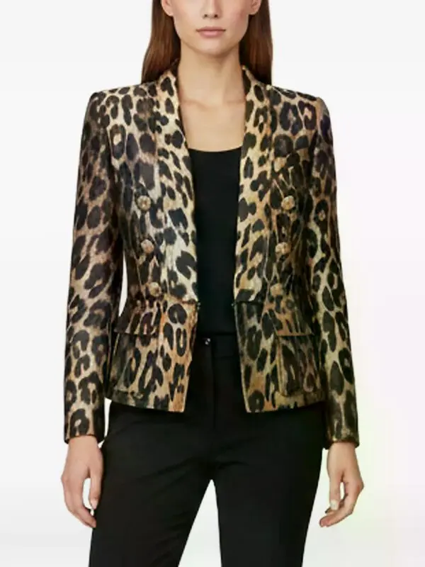Balmain Leopard-jacquard Single-breasted Blazer