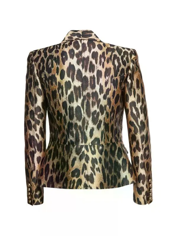Balmain Leopard-jacquard Single-breasted Blazer