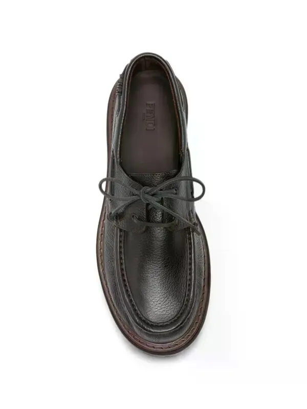 Fendi Lace-up Leather Boat Shoes
