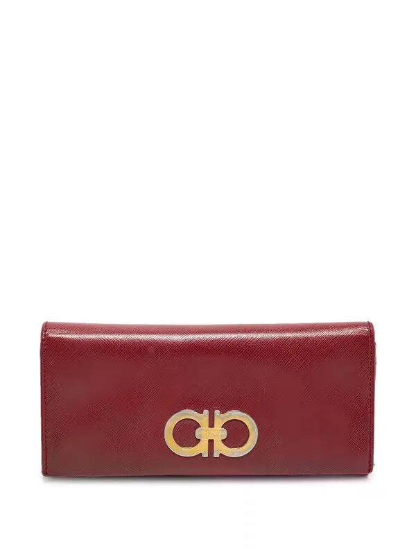FERRAGAMO Double-gancio-plaque Continental Wallet - Red