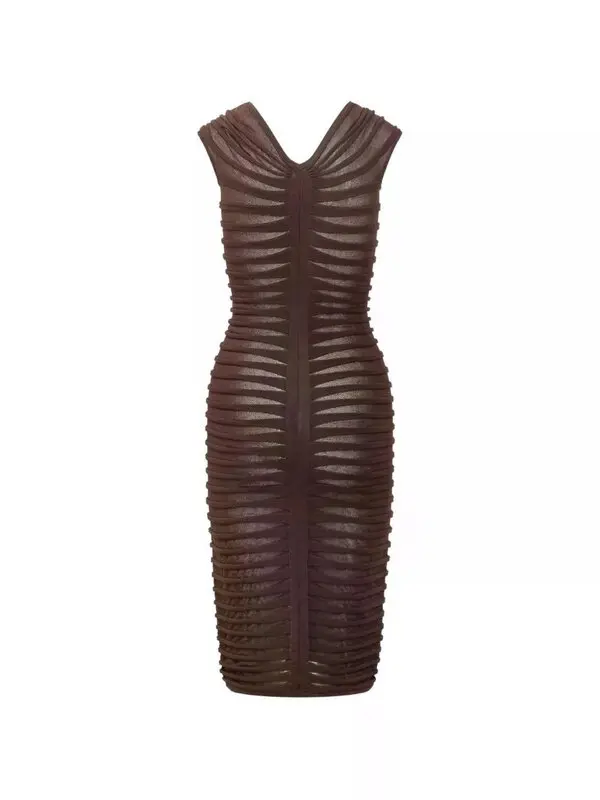 Elisabetta Franchi Draped-knit Midi Dress - Brown