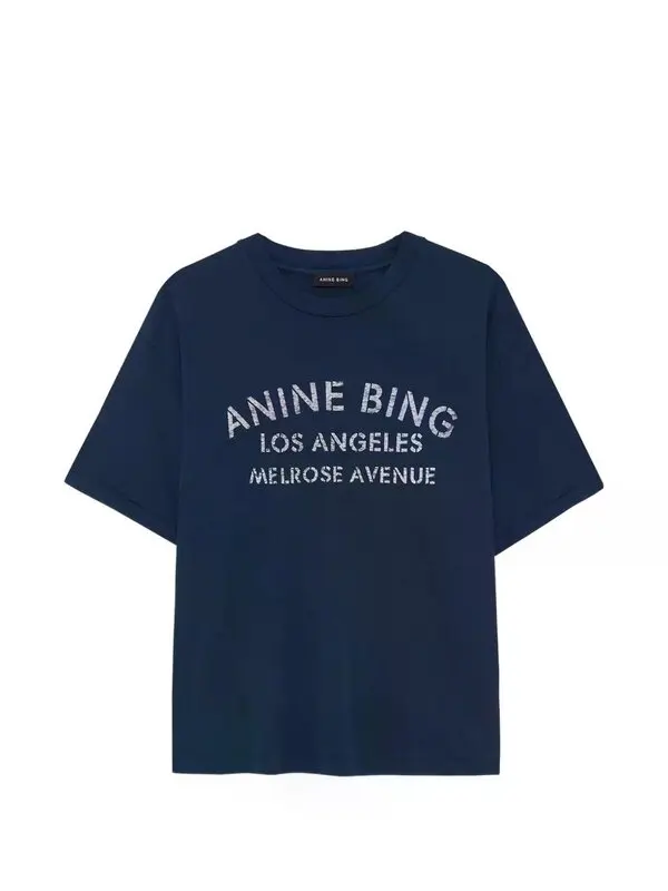 ANINE BING Cade T-shirt Melrose Stencil Navy