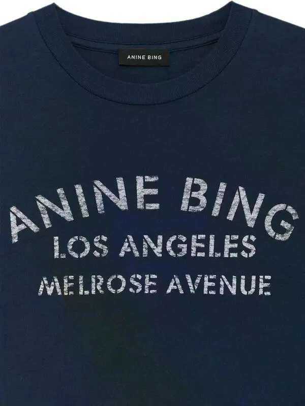 ANINE BING Cade T-shirt Melrose Stencil Navy
