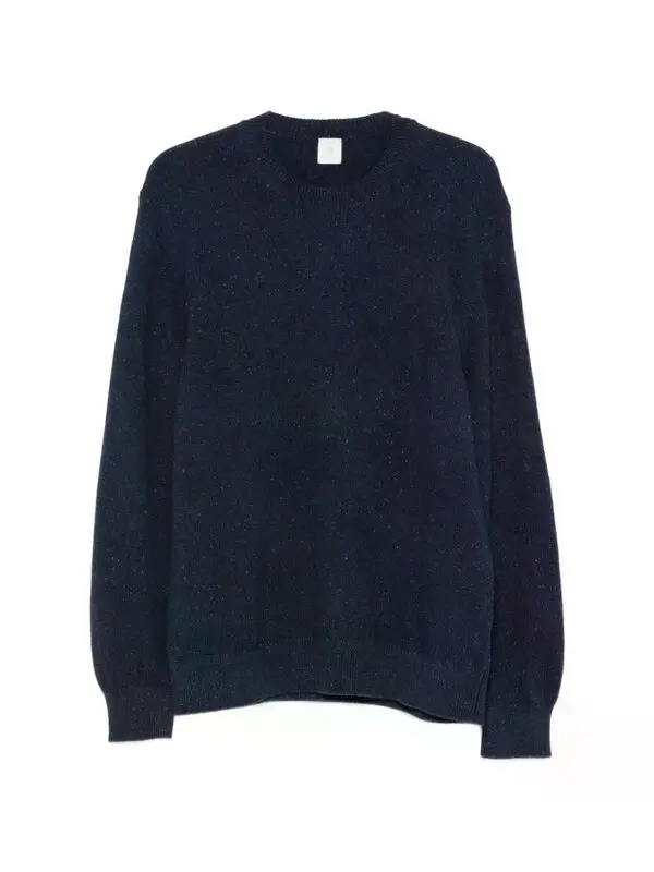 Eleventy Crew Neck Flecked Knit Sweater - Blue