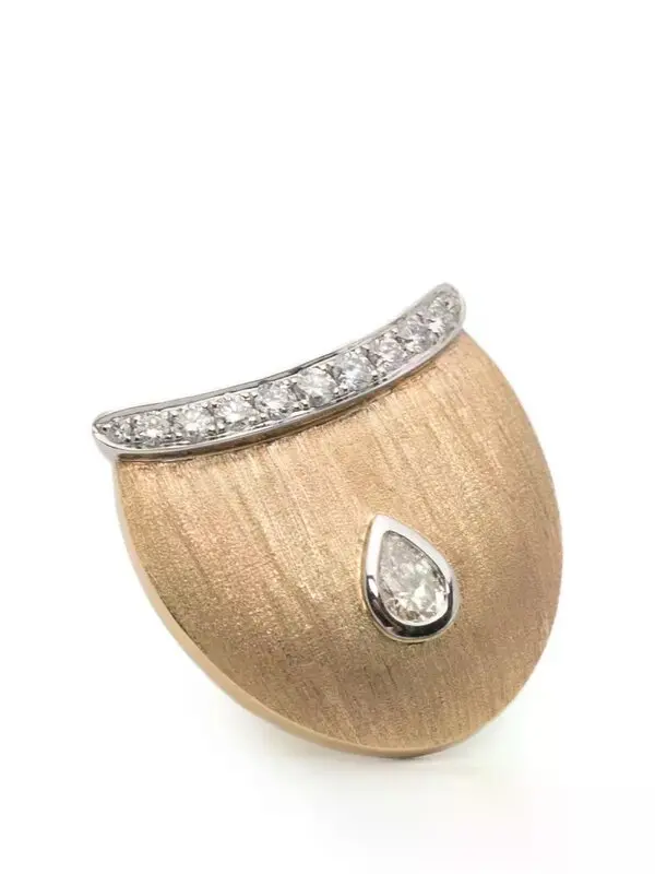 RAINBOW K Brushed Diamond Earring In 14k Yellow And White