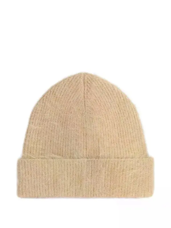 Isabel Marant Étoile Logo-patch Ribbed-knit Beanie Hat - Neutrals