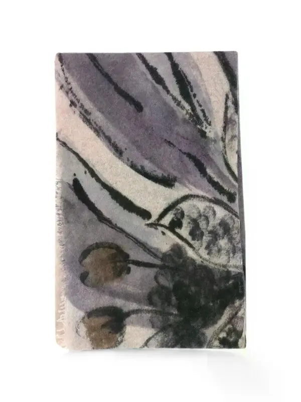 Faliero Sarti Birch-pattern Fringed Scarf - Purple