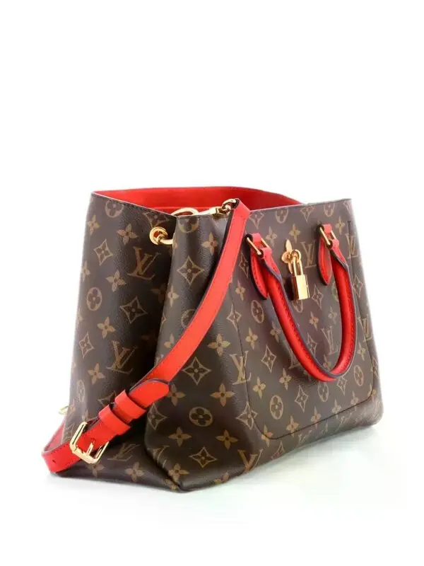 LOUIS VUITTON Flower Monogram Canvas With Leather Tote Bag