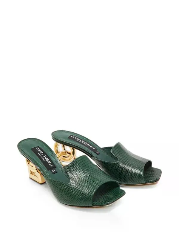 Dolce & Gabbana Keira Lizard-embossed Leather Heeled Sandals