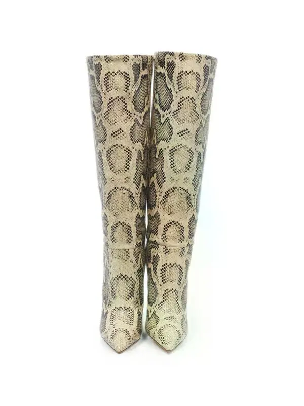 Paris Texas Croc-embossed Knee-high Heeled Boots