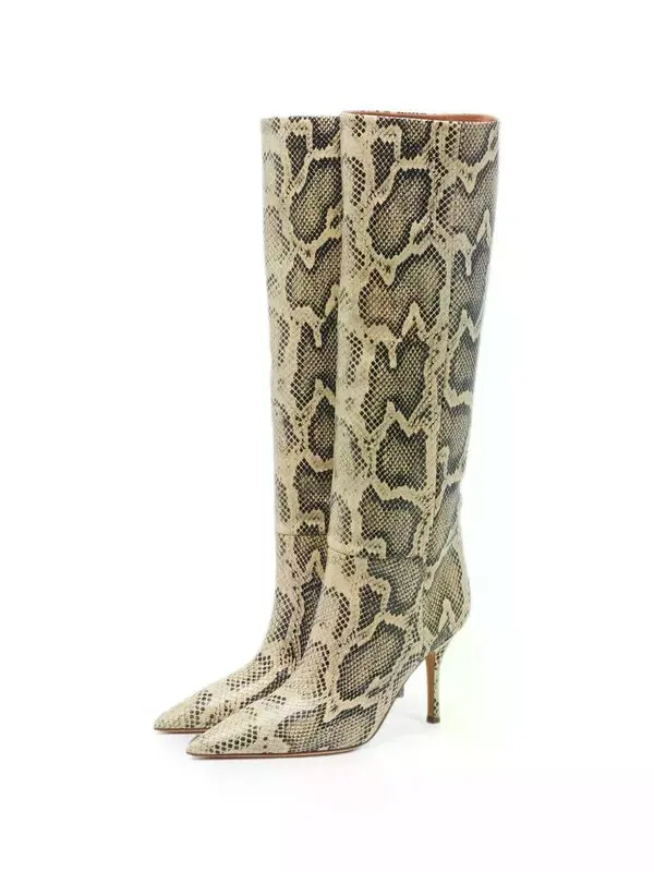 Paris Texas Croc-embossed Knee-high Stiletto Boots