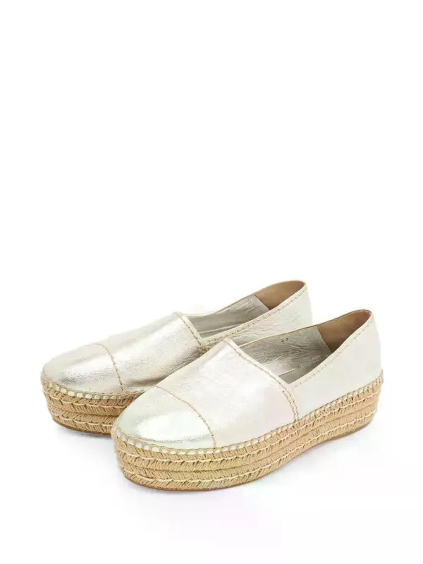 Prada Leather Platform Flat Espadrilles