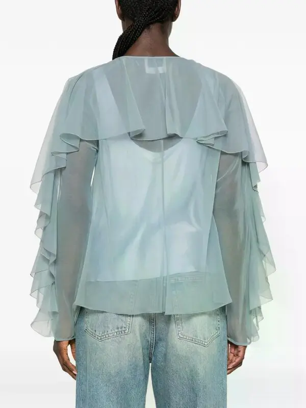 FORTE_FORTE Sheer Ruffled Sleeve Shirt