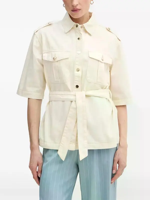 GAUDI Belted Cotton Shirt - Neutrals
