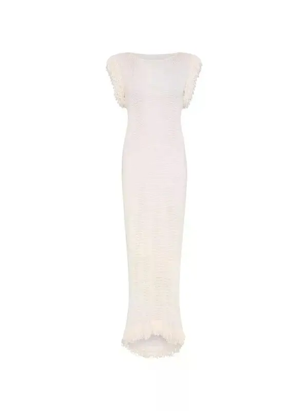 Paris Georgia Fringed-trim Crochet-knit Maxi Dress - White