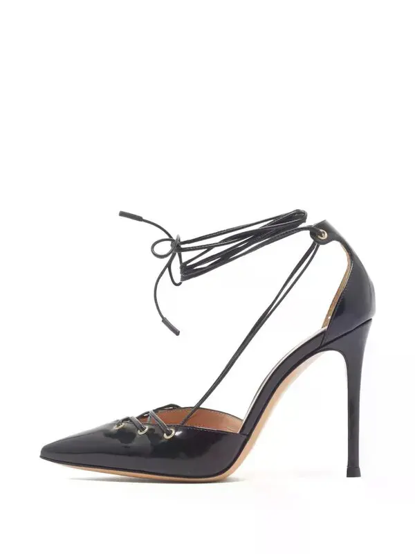 GIANVITO ROSSI Lace-up Pointed-toe Pumps - Black