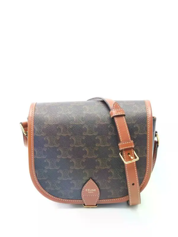 Celine 2018-2022 Medium Triomphe Coated Canvas Folco Crossbody Bag