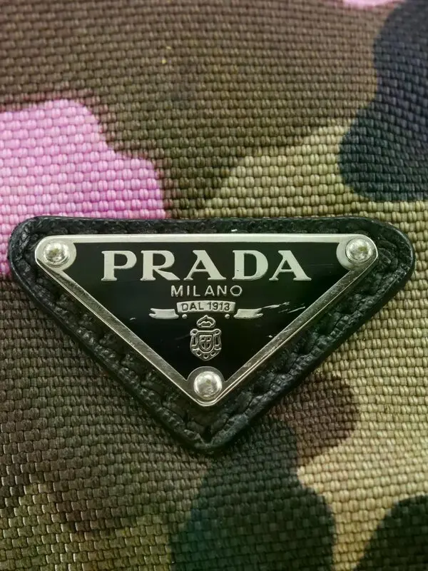 Prada Tessuto Camouflage Zip Top Crossbody Bag - Brown