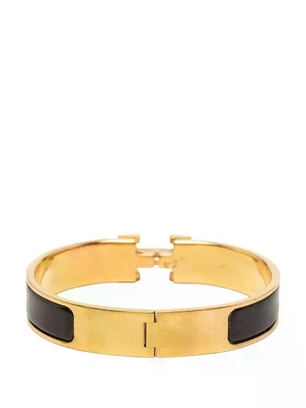 Hermès Enamel And Gold Plated 'h' Clasp Bracelet