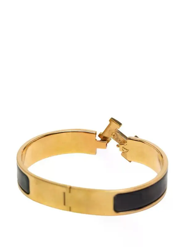 Hermès Enamel And Gold Plated 'h' Clasp Bracelet