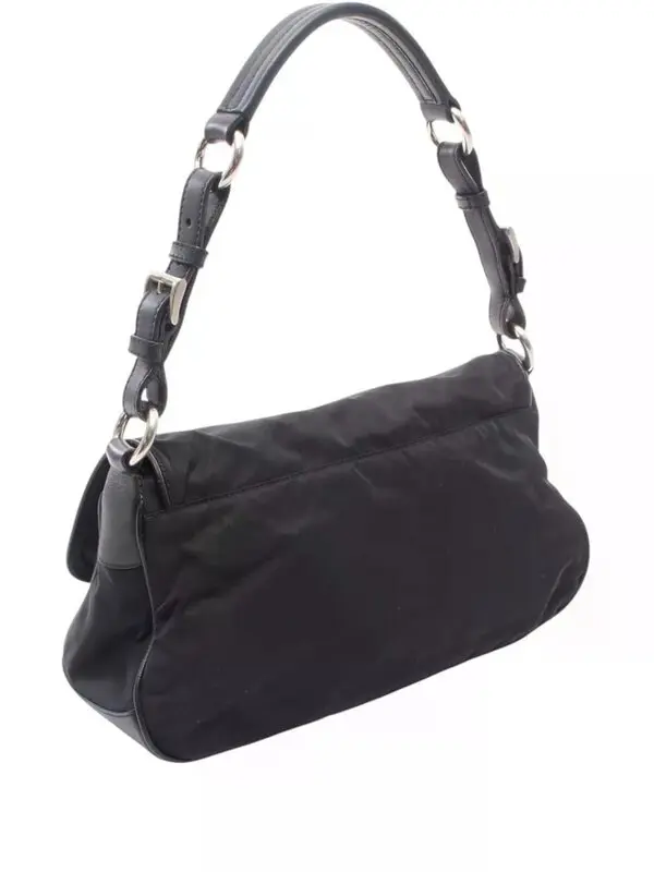 Prada 1990-2000 Saffiano Trimmed Tessuto Shoulder Bag