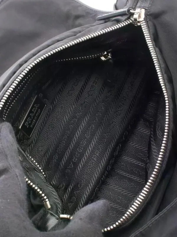 Prada 1990-2000 Saffiano Trimmed Tessuto Shoulder Bag