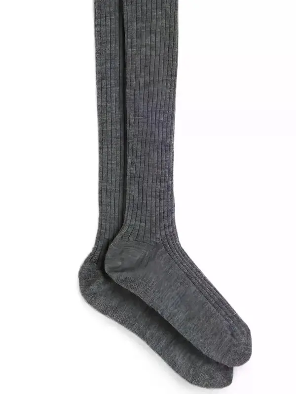 JIL SANDER Ribbed Knit Marl Effect Tights - Grey