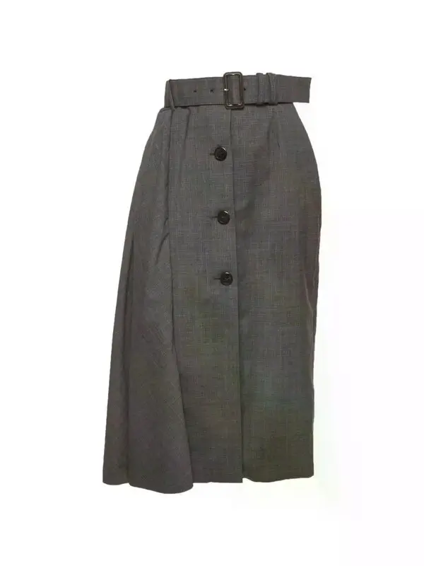 Prada Checked Asymmetrical Midi Skirt