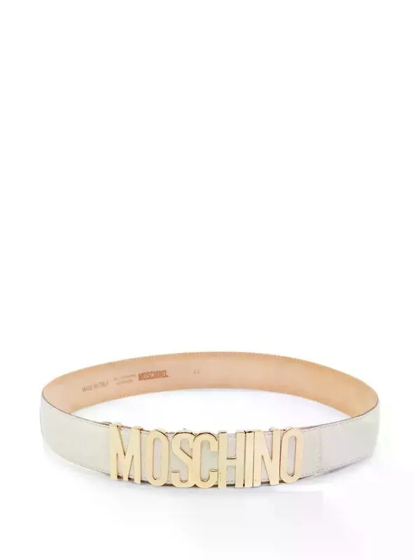 Moschino Buckle Leather Belt - White