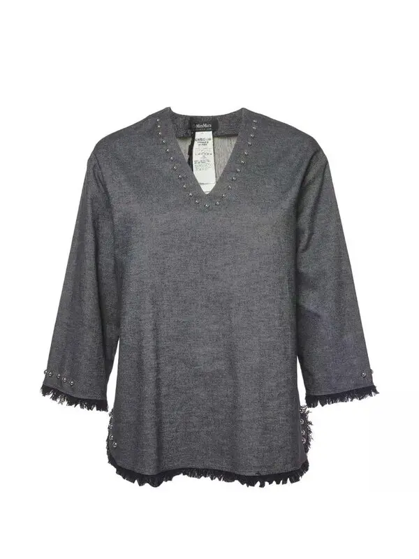 Max Mara Stud-embellished Fringed-edge Blouse