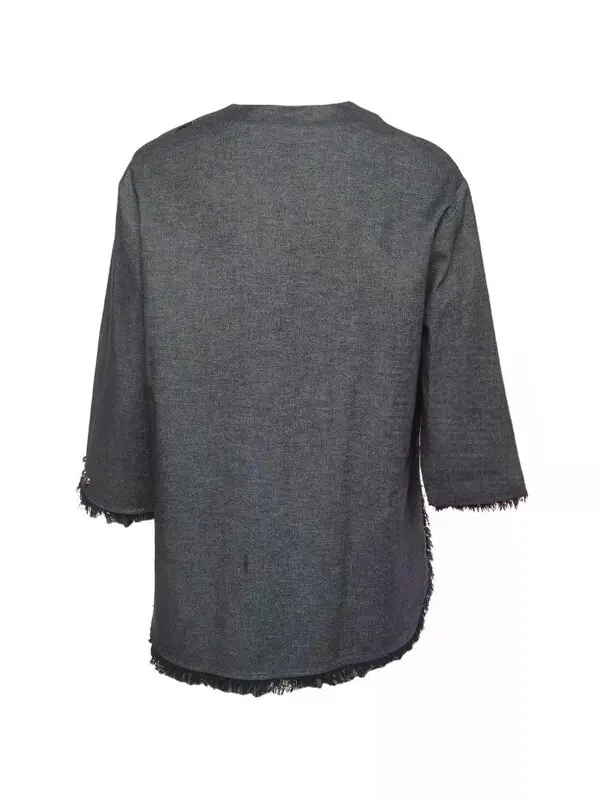 Max Mara Stud-embellished Fringed Blouse - Blue
